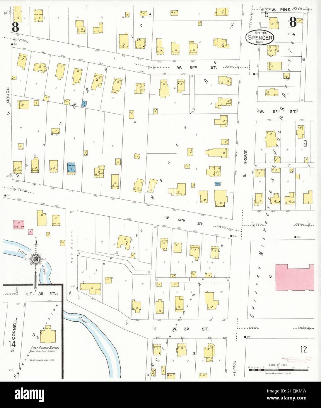 Sanborn Fire Insurance Map from Spencer, Clay County, Iowa Stock Photo ...