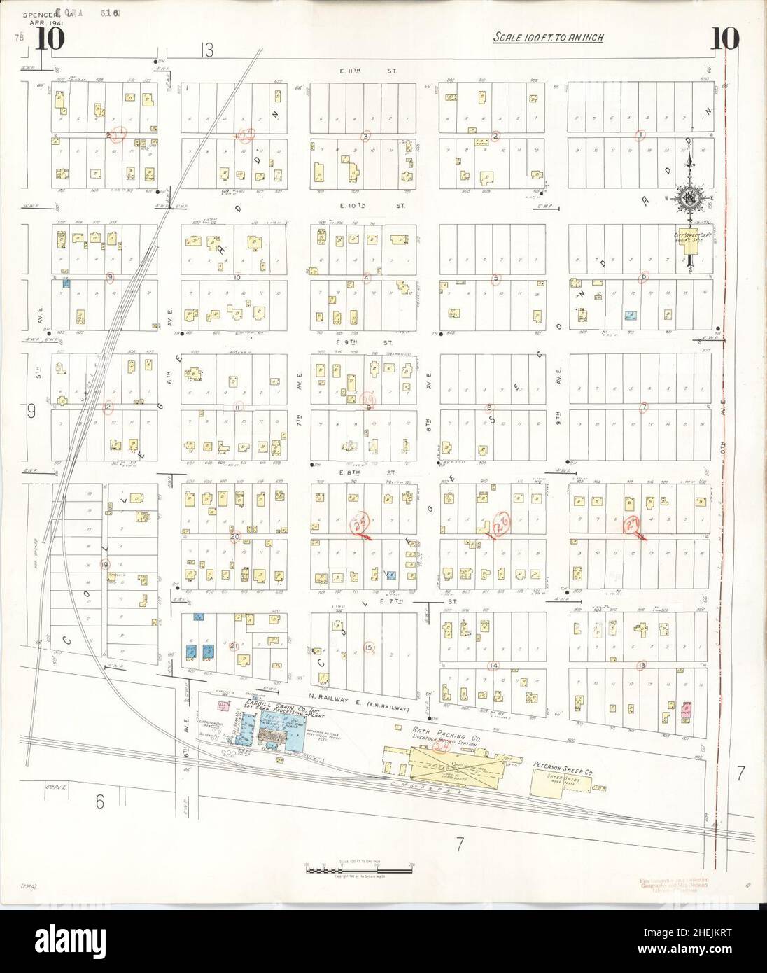 Sanborn Fire Insurance Map from Spencer, Clay County, Iowa Stock Photo ...