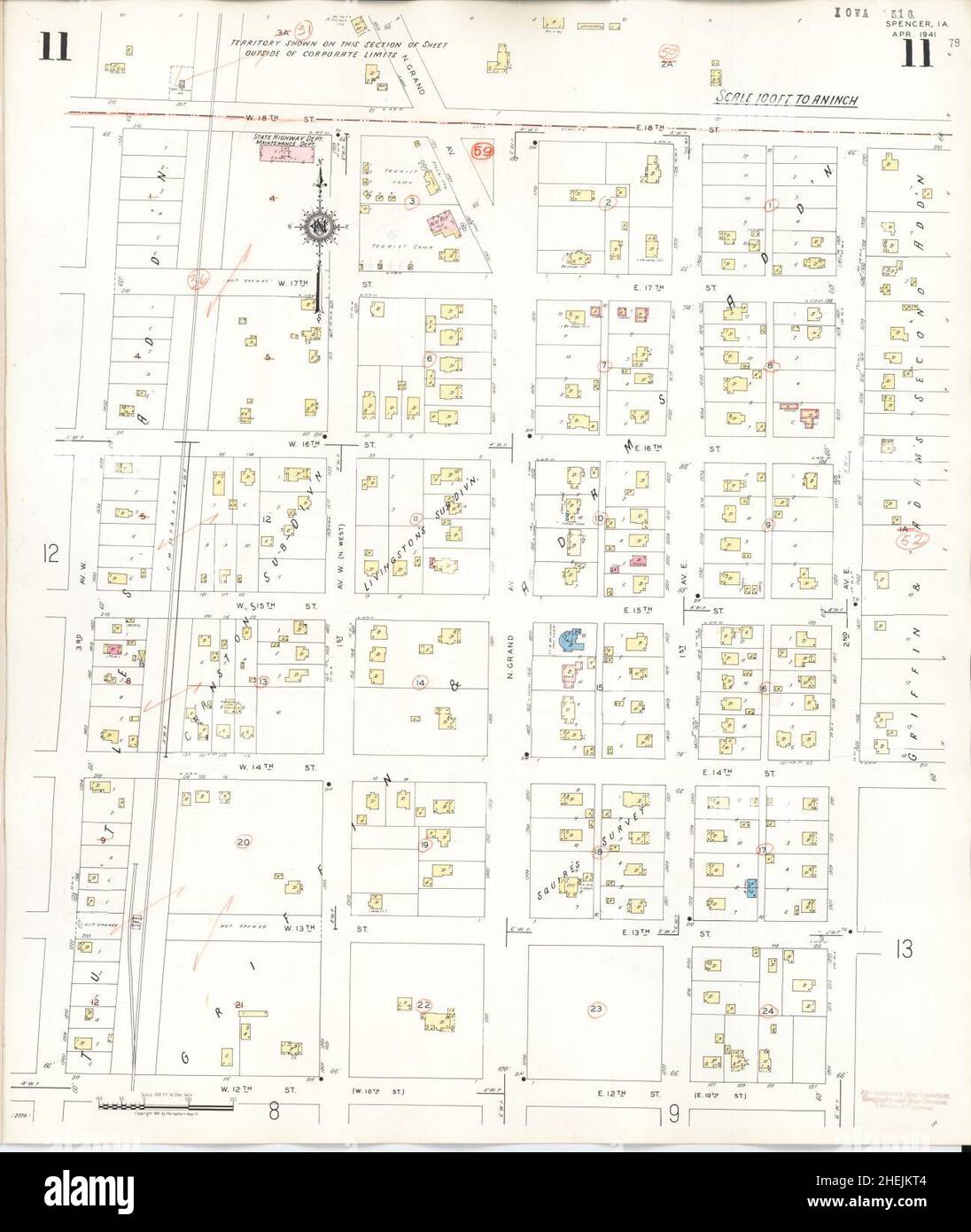 Sanborn Fire Insurance Map from Spencer, Clay County, Iowa Stock Photo ...