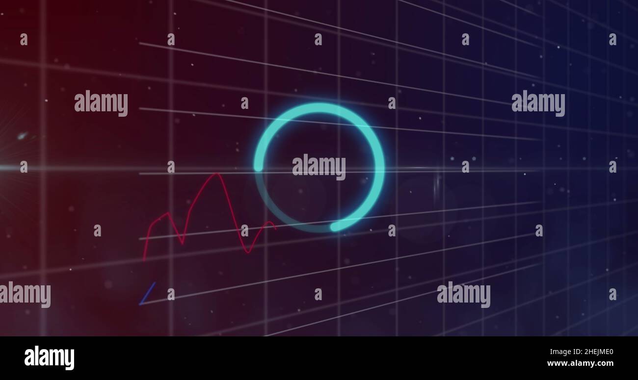 Image of digital interface circle data loading and financial data ...