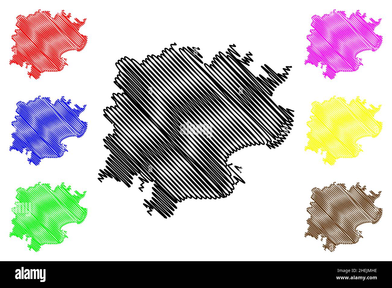 Varanasi district (Uttar Pradesh State, Republic of India) map vector ...