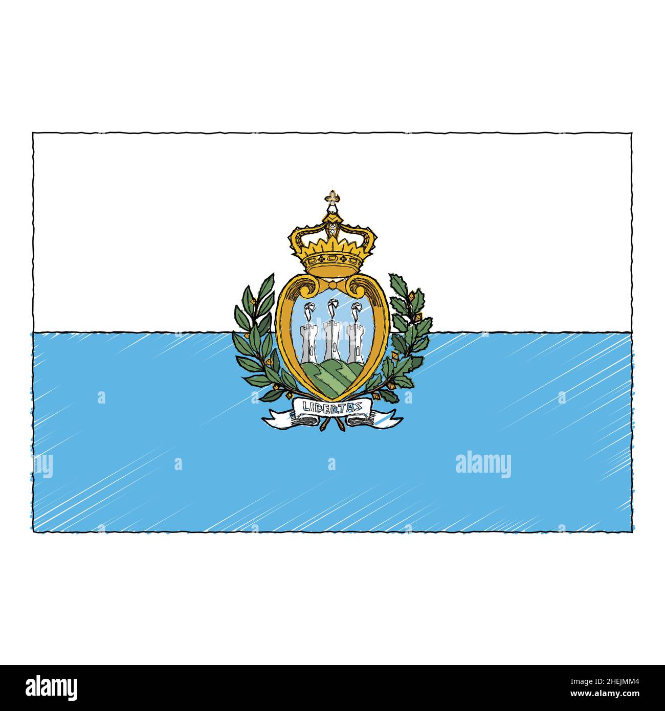 Hand drawn sketch flag of San Marino. doodle style vector icon Stock ...