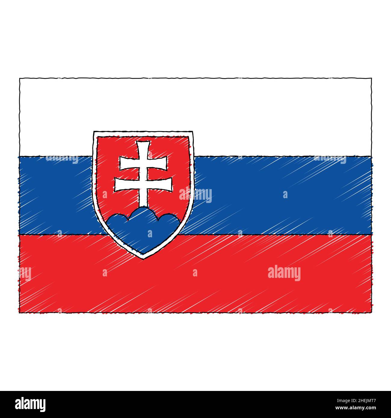 Hand drawn sketch flag of Slovakia. doodle style vector icon Stock ...