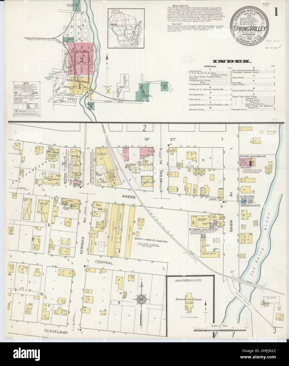 Spring valley wisconsin map hi-res stock photography and images - Alamy