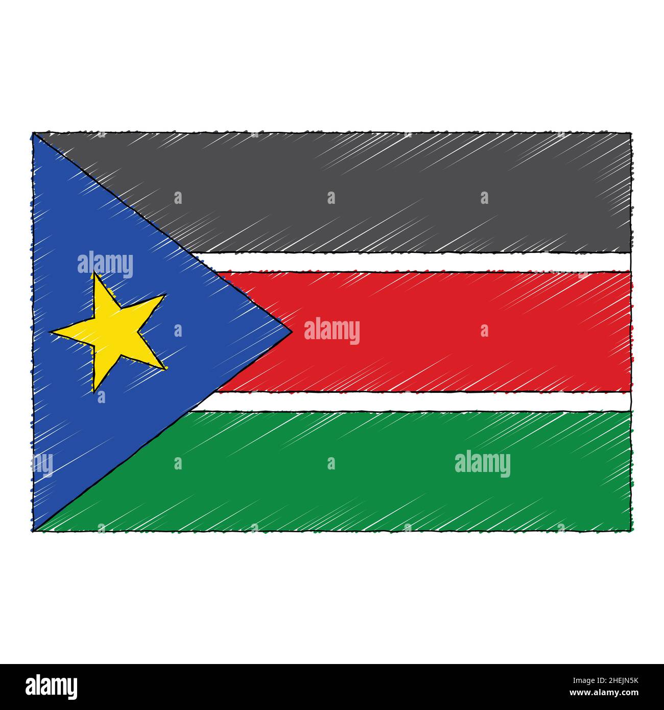 Hand drawn sketch flag of South Sudan. doodle style vector icon Stock ...