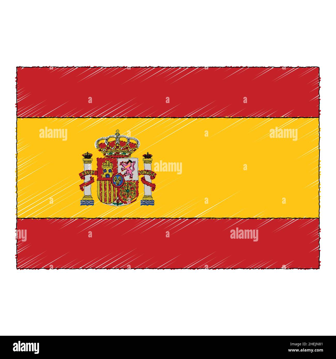 Hand drawn sketch flag of Spain. doodle style vector icon Stock Vector ...