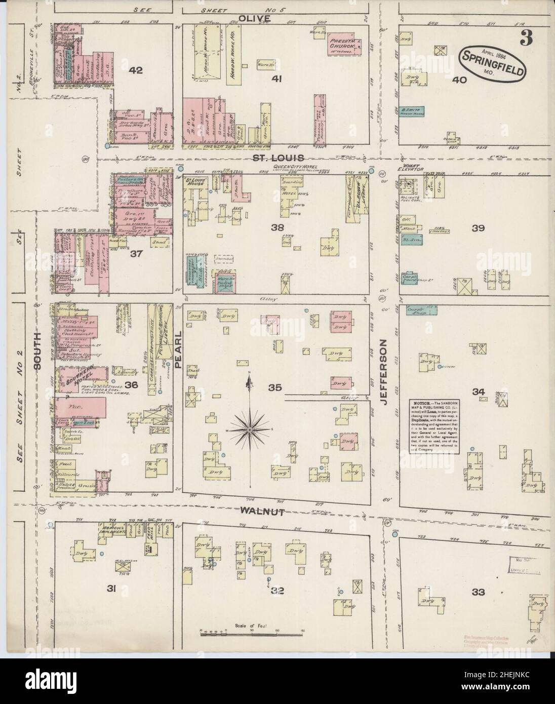 Sanborn Fire Insurance Map from Springfield, Greene County, Missouri Stock Photo - Alamy
