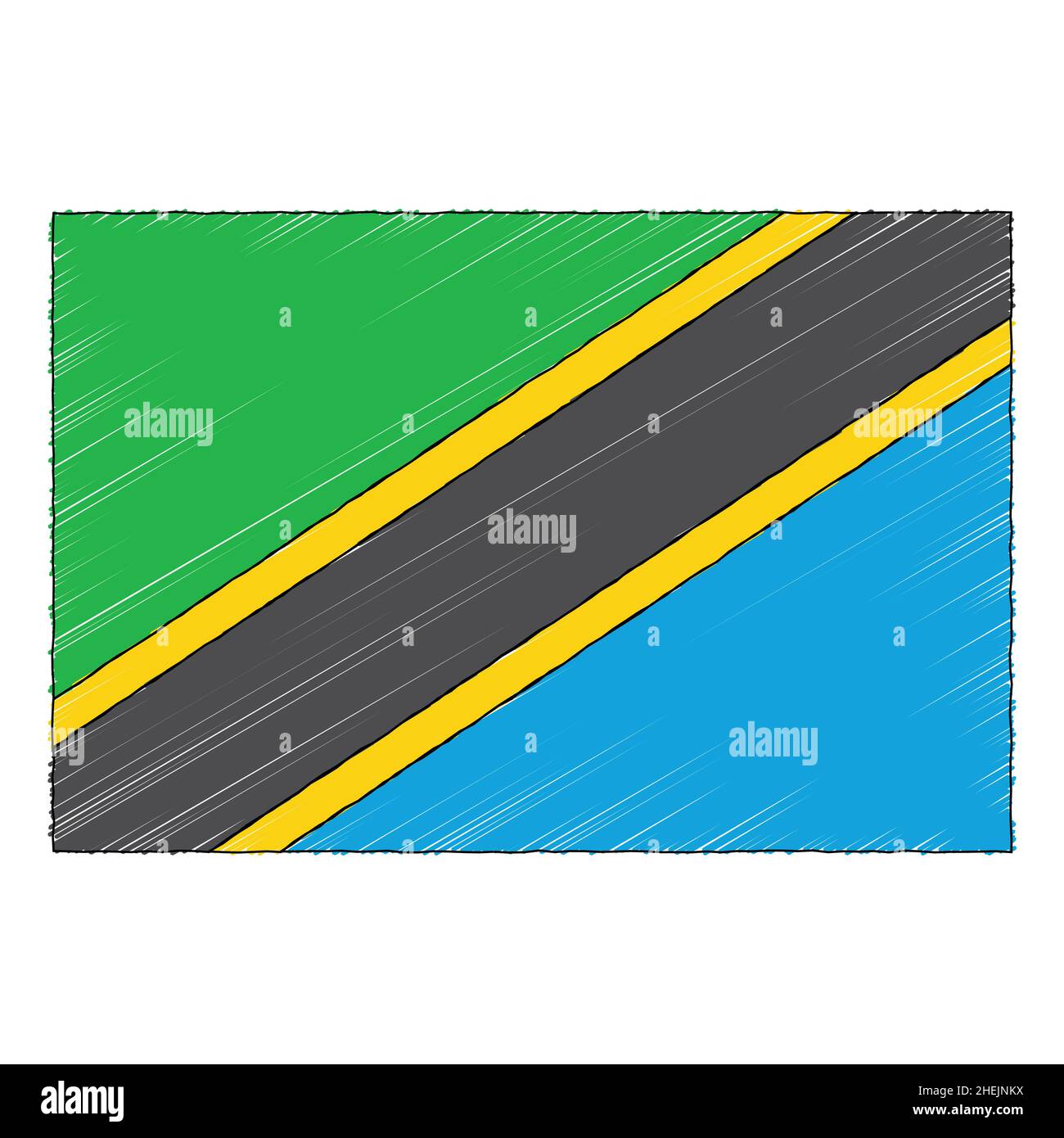 Hand drawn sketch flag of Tanzania. doodle style vector icon Stock ...