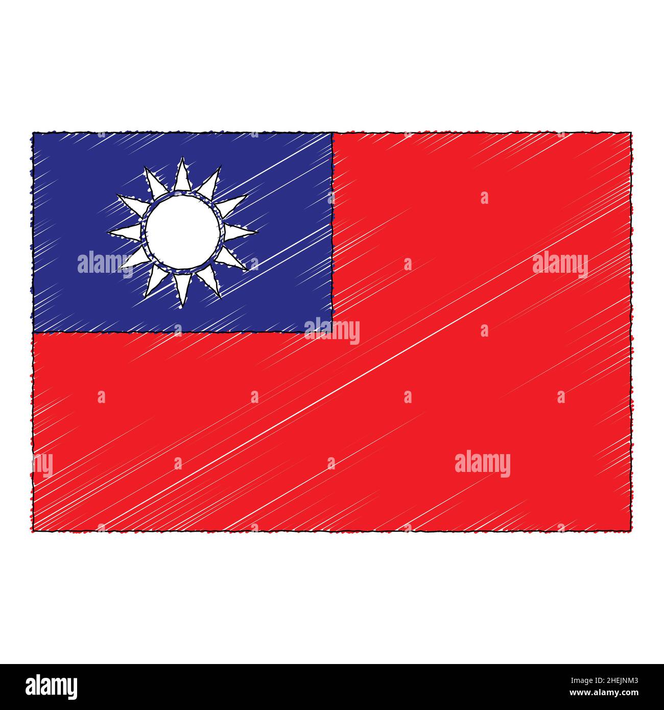 Hand drawn sketch flag of Taiwan. Doodle style vector icon Stock Vector ...