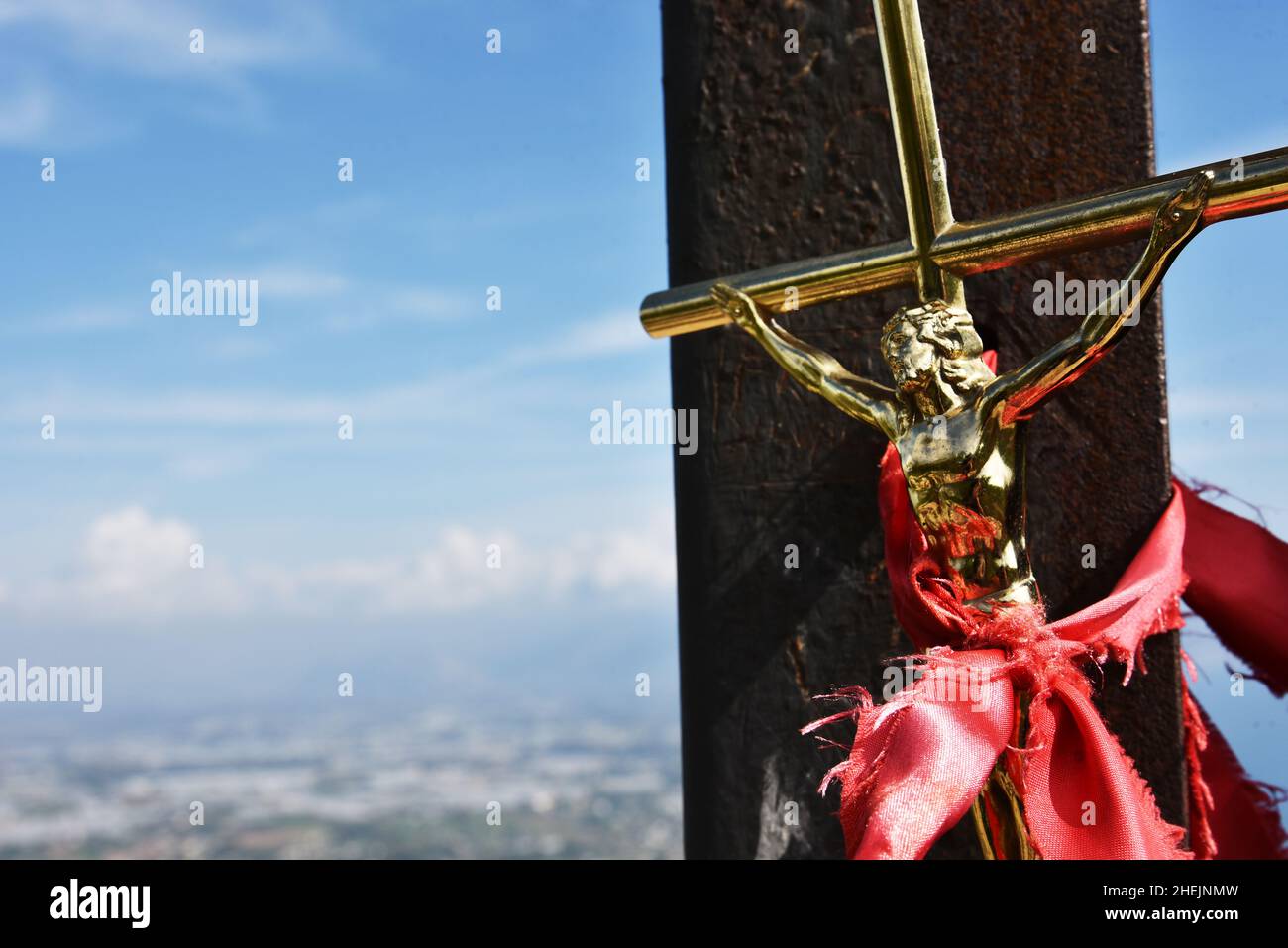 Jesus Christ cross. Easter, resurrection concept. Christian metal cross ...