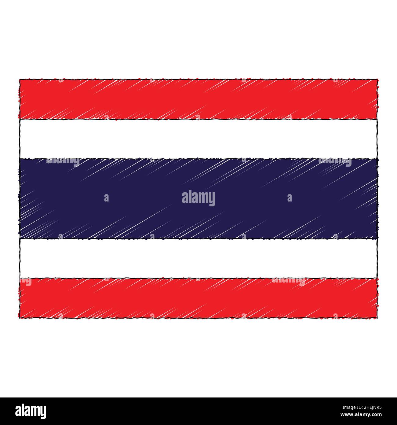 Hand drawn sketch flag of Thailand. Doodle style vector icon Stock ...