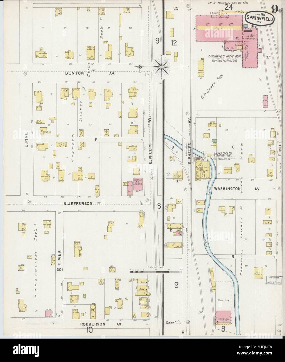 Sanborn Fire Insurance Map from Springfield, Greene County, Missouri Stock Photo - Alamy