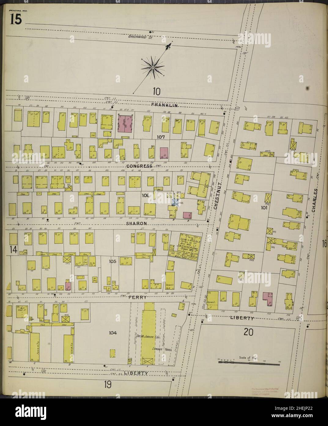 Sanborn Fire Insurance Map from Springfield, Hampden County, Massachusetts Stock Photo - Alamy