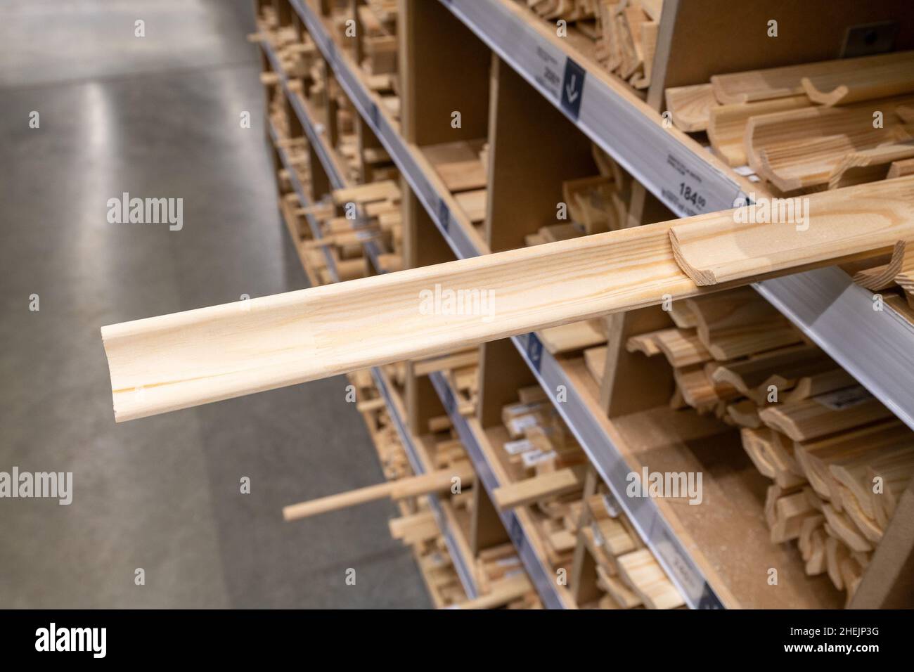 Natural wood skirting boards in a shop window Stock Photo - Alamy