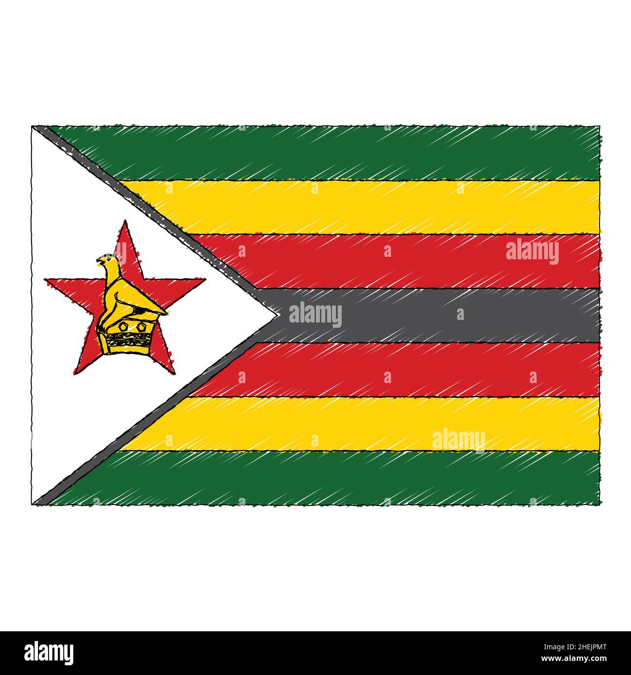 Hand drawn sketch flag of Zimbabwe. doodle style vector icon Stock ...