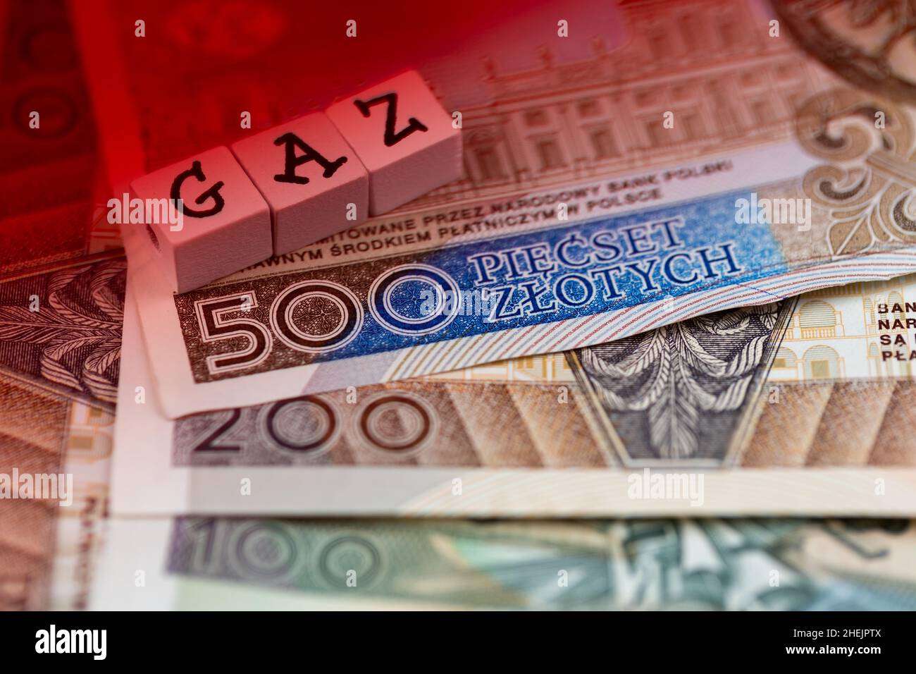 The wording "Gas" translated as "Gas" and many Polish banknotes ...
