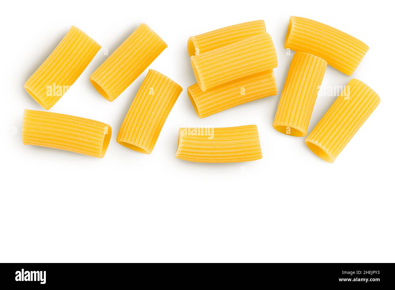 raw italian Rigatoni pasta isolated on white background with clipping ...