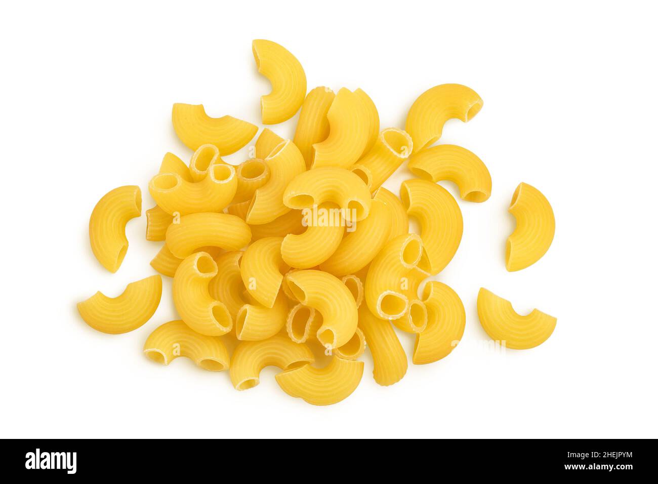 raw macaroni pasta isolated on white background with clipping path and ...