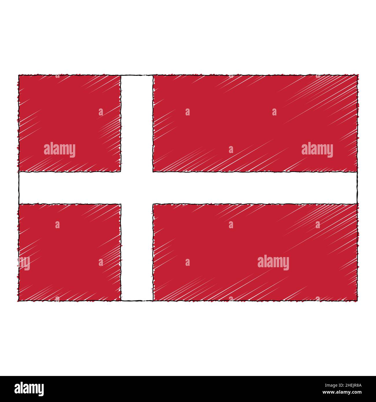 Hand drawn sketch flag of Denmark. doodle style vector icon Stock ...