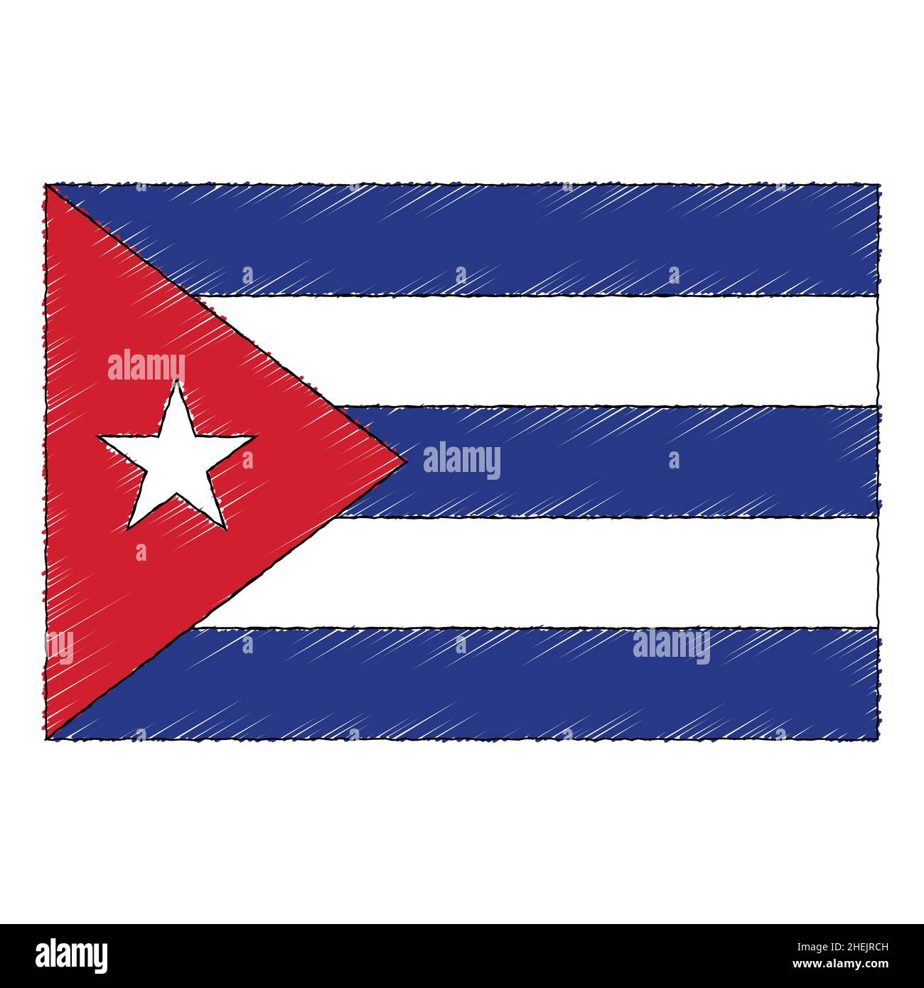 Hand drawn sketch flag of Cuba. doodle style vector icon Stock Vector ...