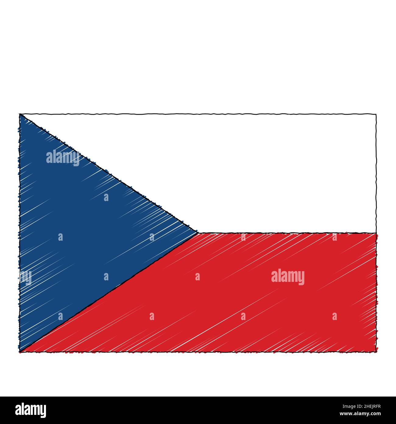 Hand drawn sketch flag of Czech Republic. doodle style vector icon ...
