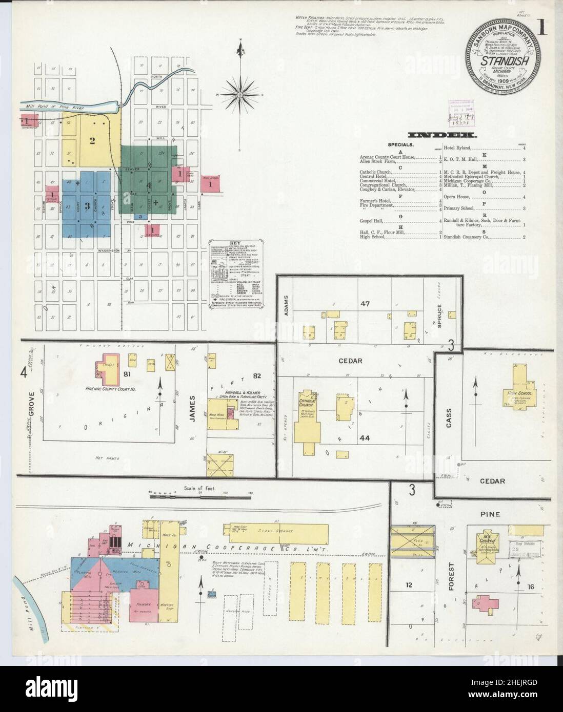 Sanborn Fire Insurance Map from Standish, Arenac County, Michigan Stock ...