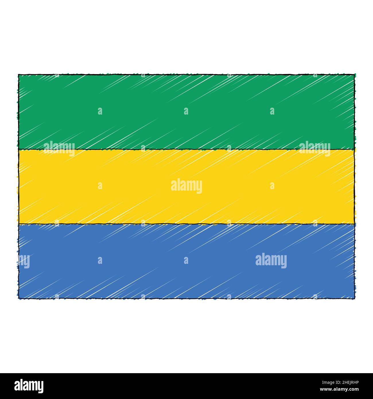 Hand drawn sketch flag of Gabon. doodle style vector icon Stock Vector ...