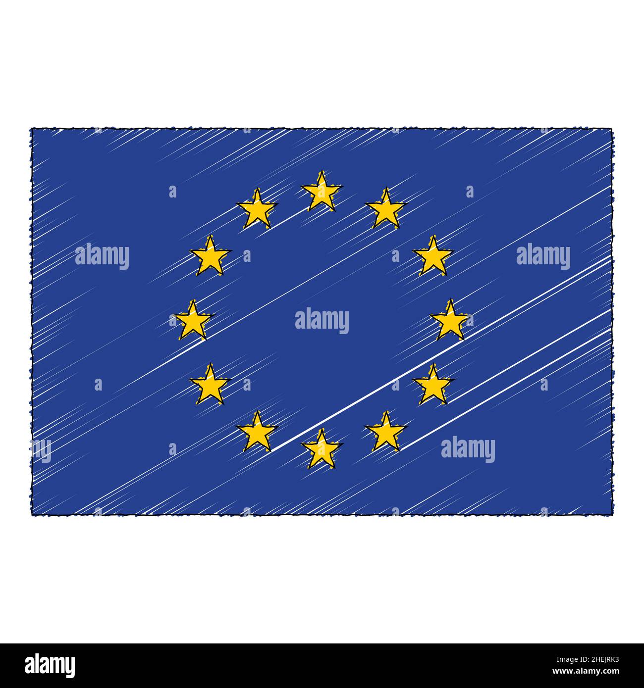 Hand drawn sketch flag of European Union. doodle style vector icon ...