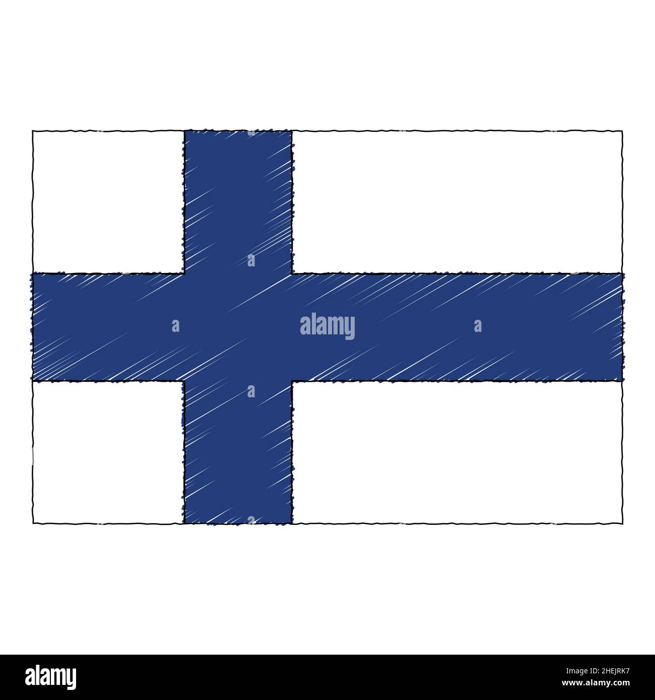 Hand drawn sketch flag of Finland. doodle style vector icon Stock ...