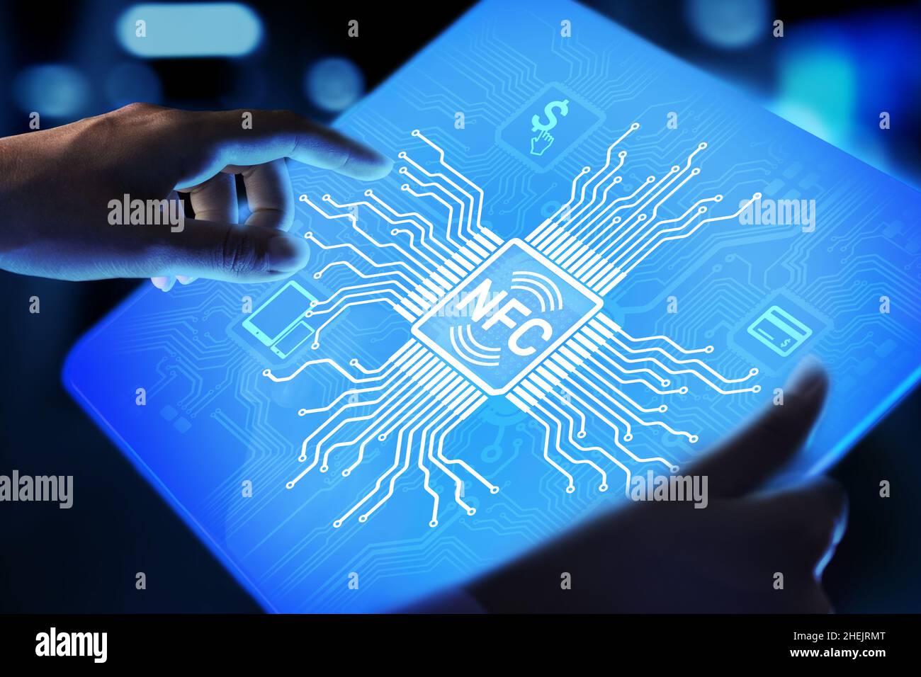 NFC Wireless communication technology Digital payment concept Stock ...