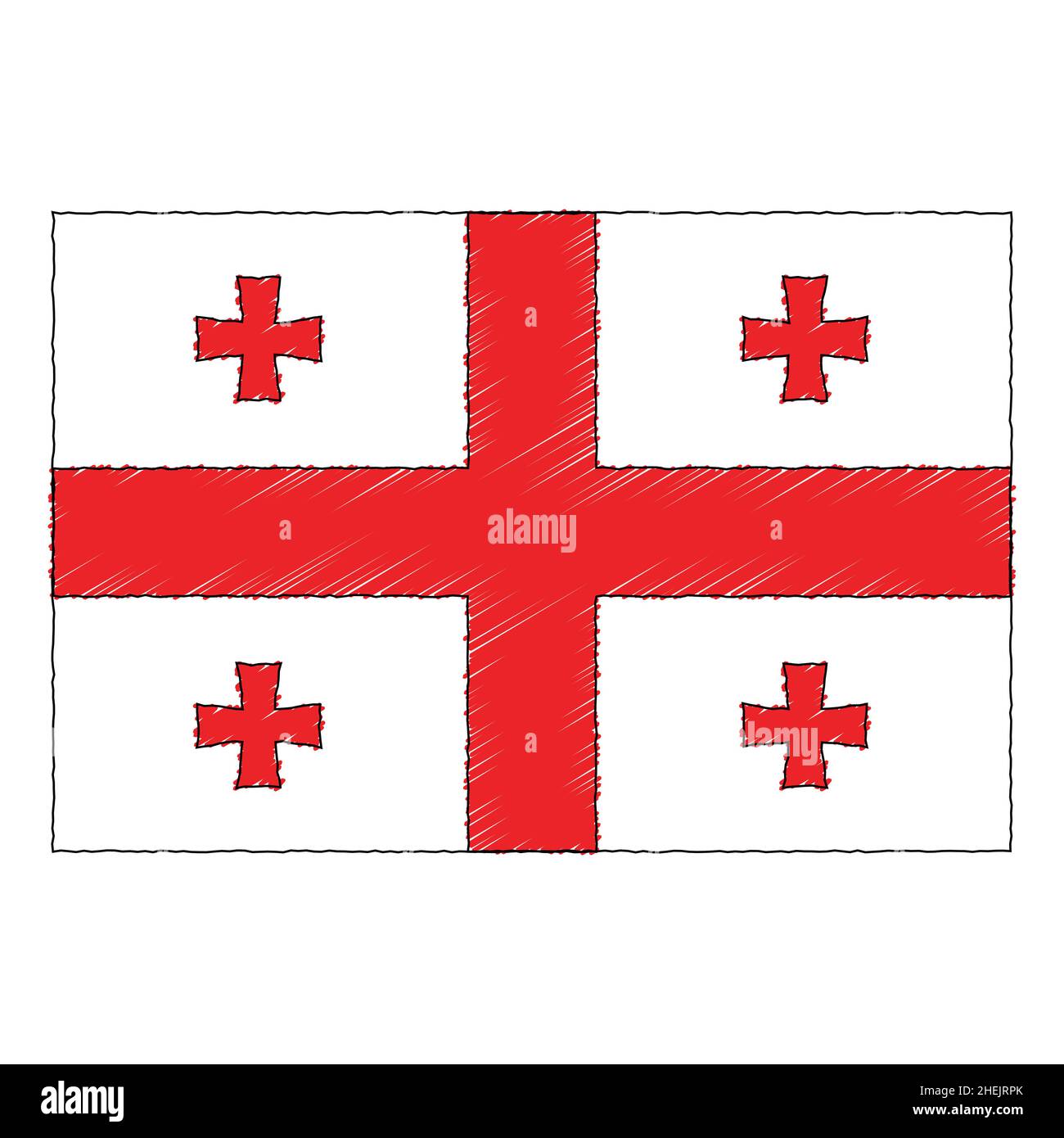 Hand drawn sketch flag of Georgia. doodle style vector icon Stock ...