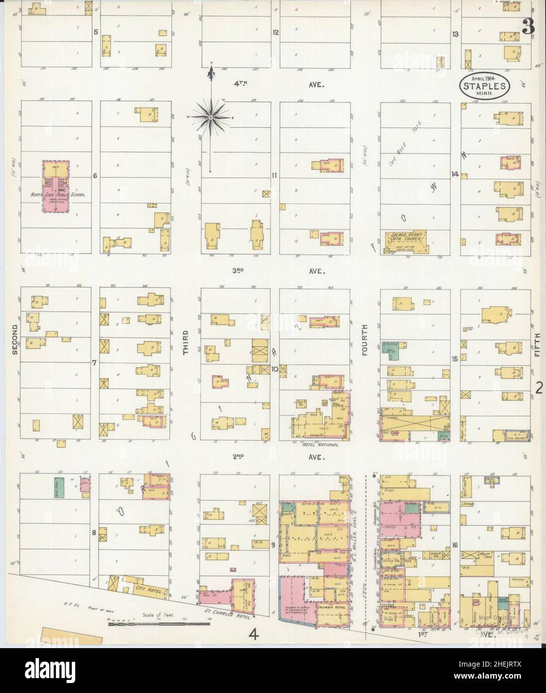 Sanborn Fire Insurance Map from Staples, Todd County, Minnesota Stock ...