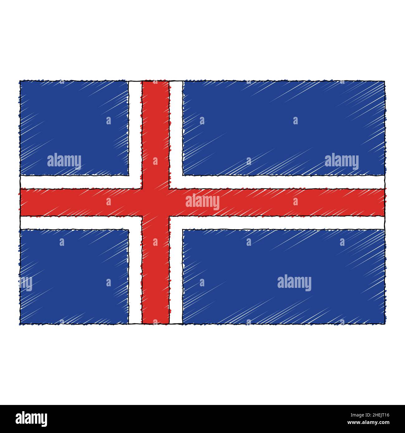 Hand drawn sketch flag of Iceland. doodle style vector icon Stock ...