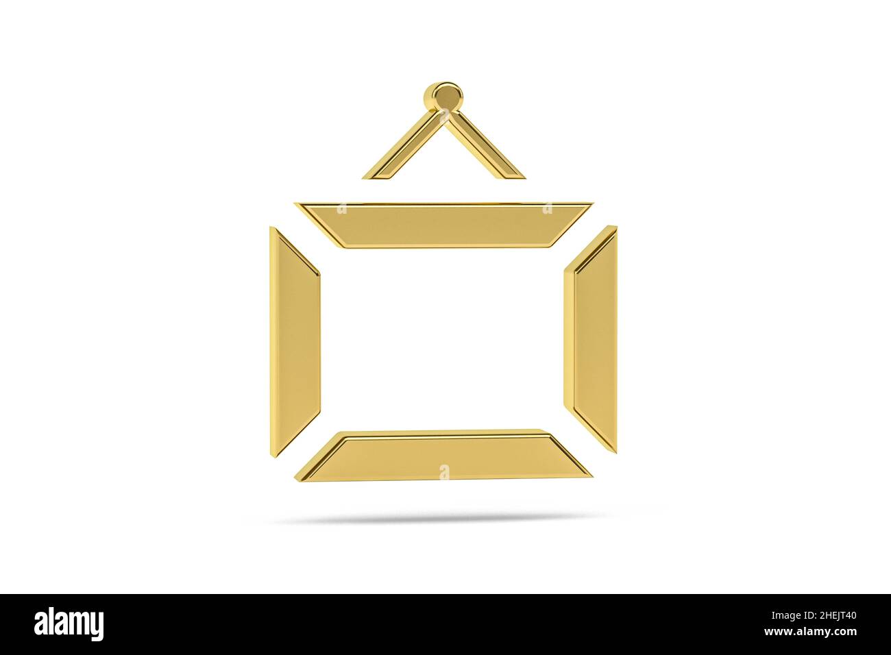 Golden 3d picture frame icon isolated on white background - 3d render ...
