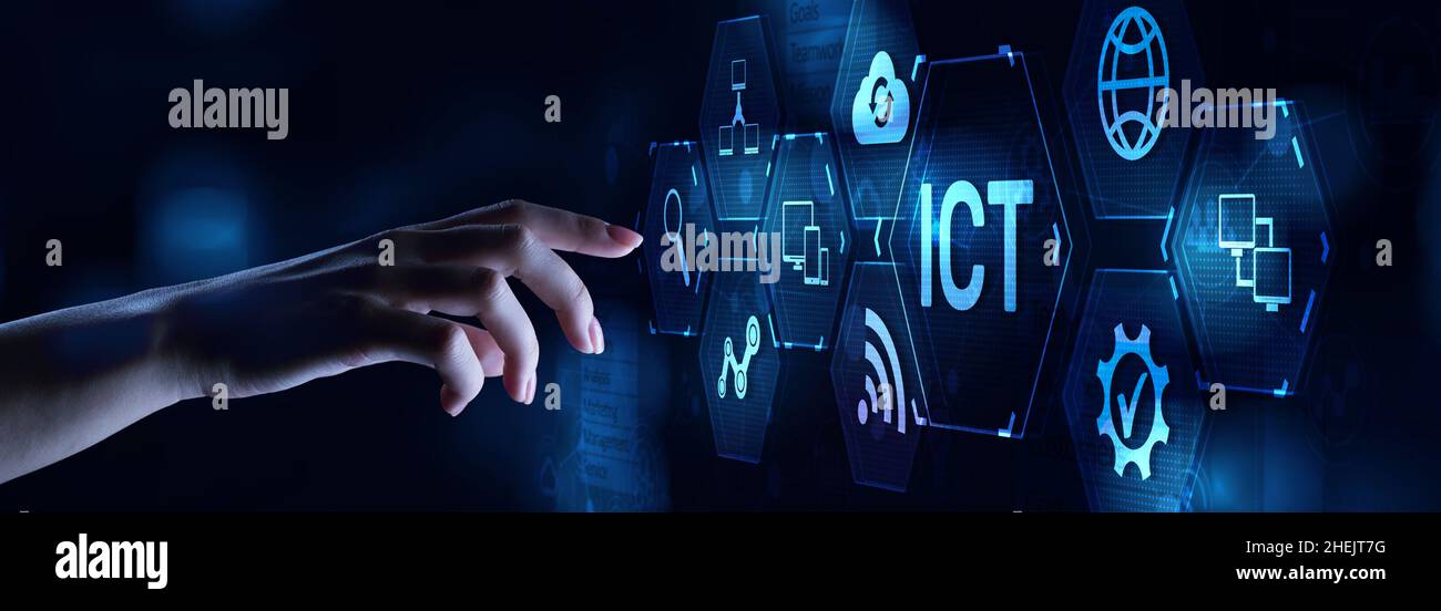 ICT Information communication technology internet concept on virtual ...