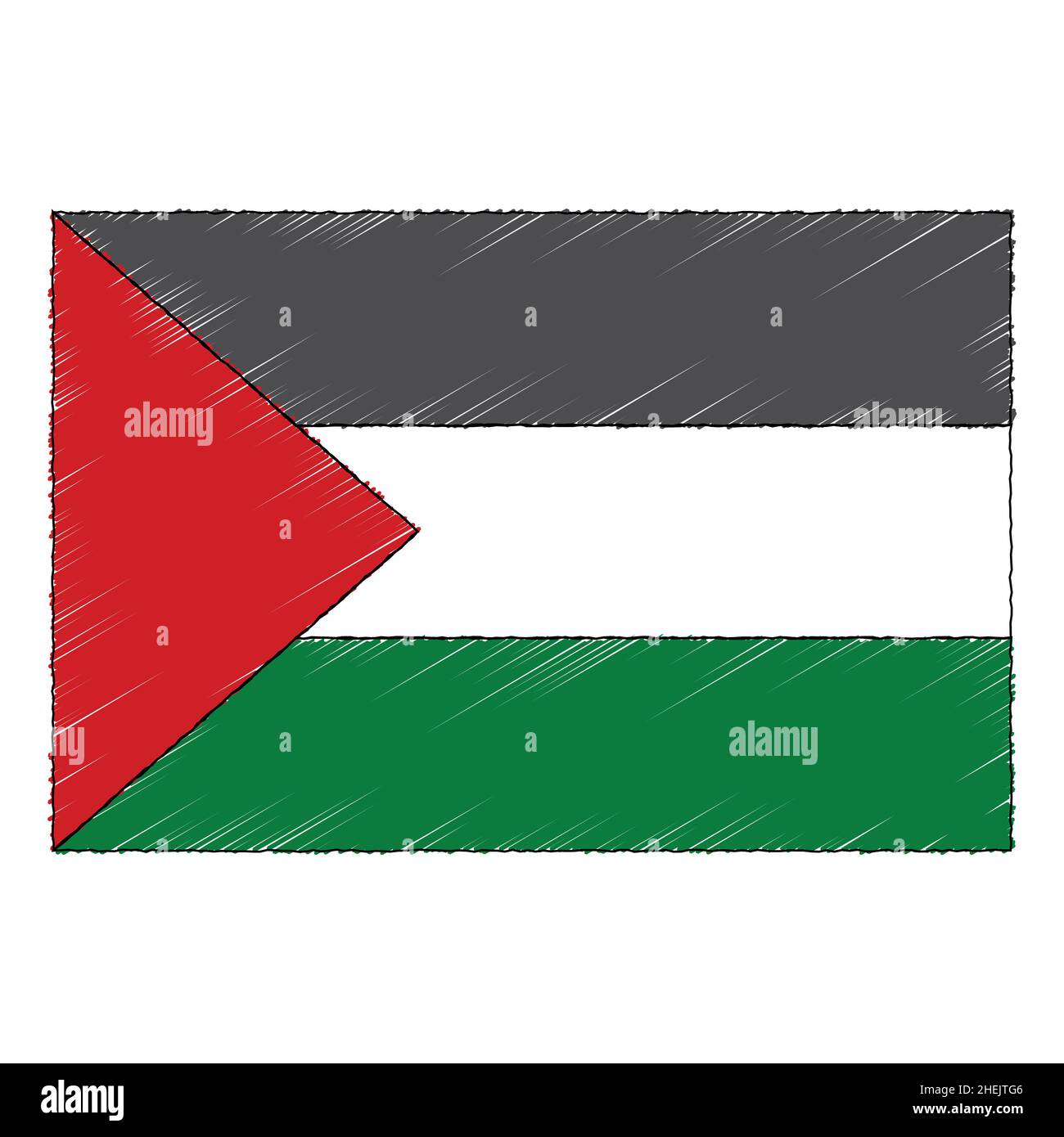 Hand drawn sketch flag of Palestine. Doodle style vector icon Stock ...