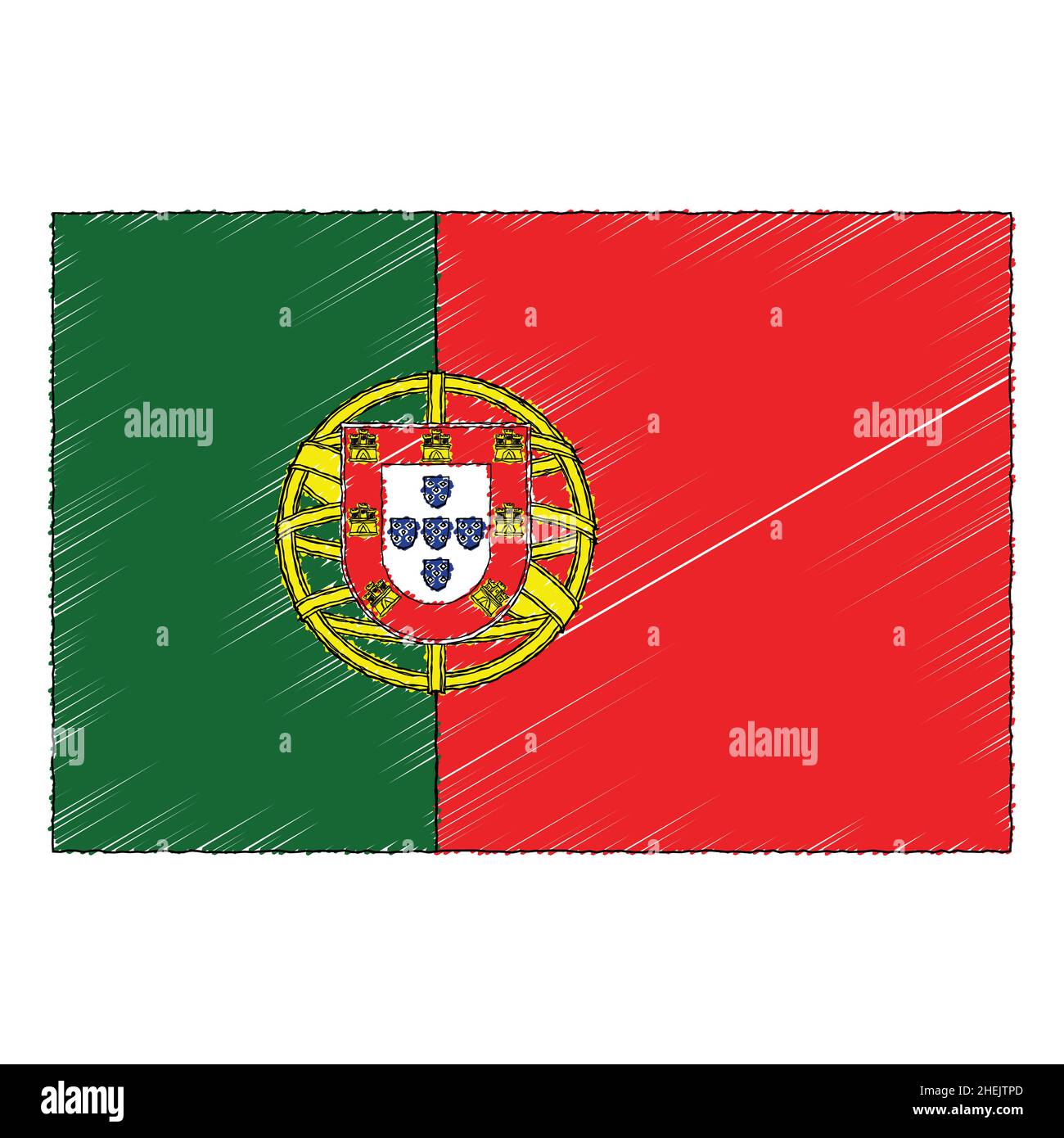 Hand drawn sketch flag of Portugal. doodle style vector icon Stock ...