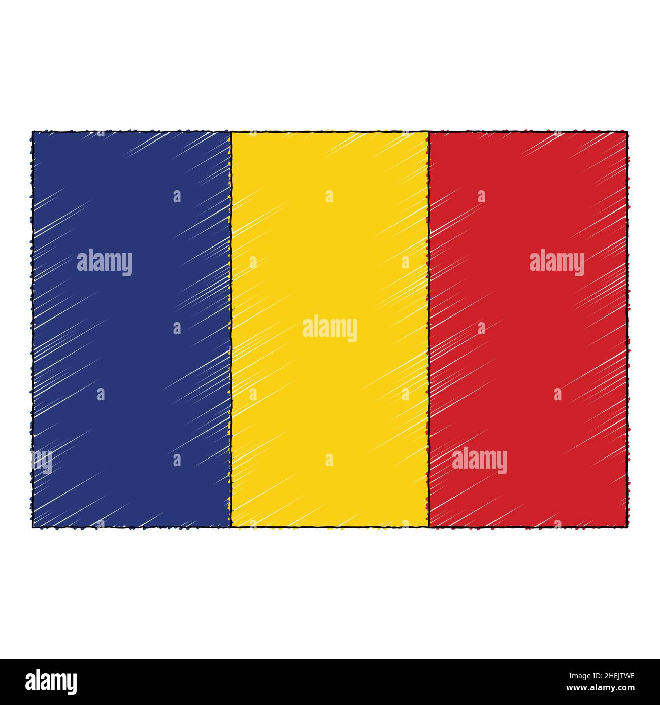 Hand drawn sketch flag of Romania. doodle style vector icon Stock ...