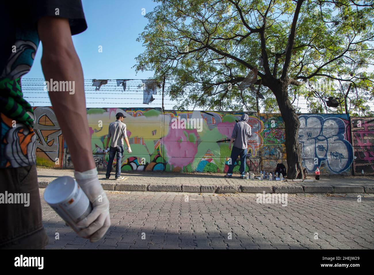 Istanbul,Turkey - 09-27-2017:Graffiti artist draws colorful graffiti on ...