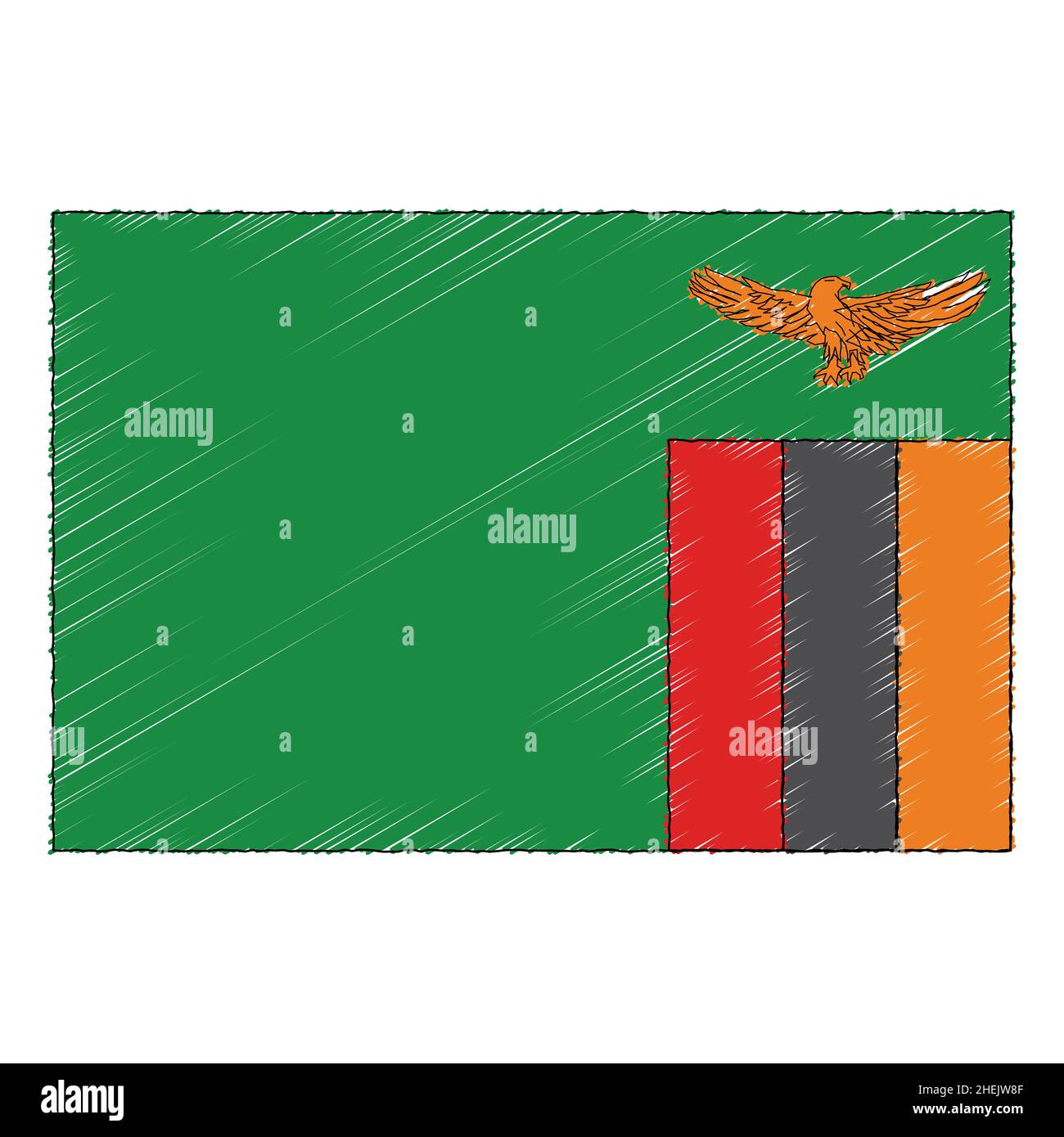 Hand drawn sketch flag of Zambia. doodle style vector icon Stock Vector ...