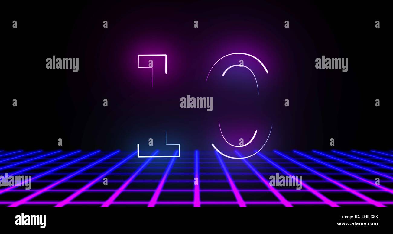 Image of glowing pink and blue numbers counting down to new year from ...