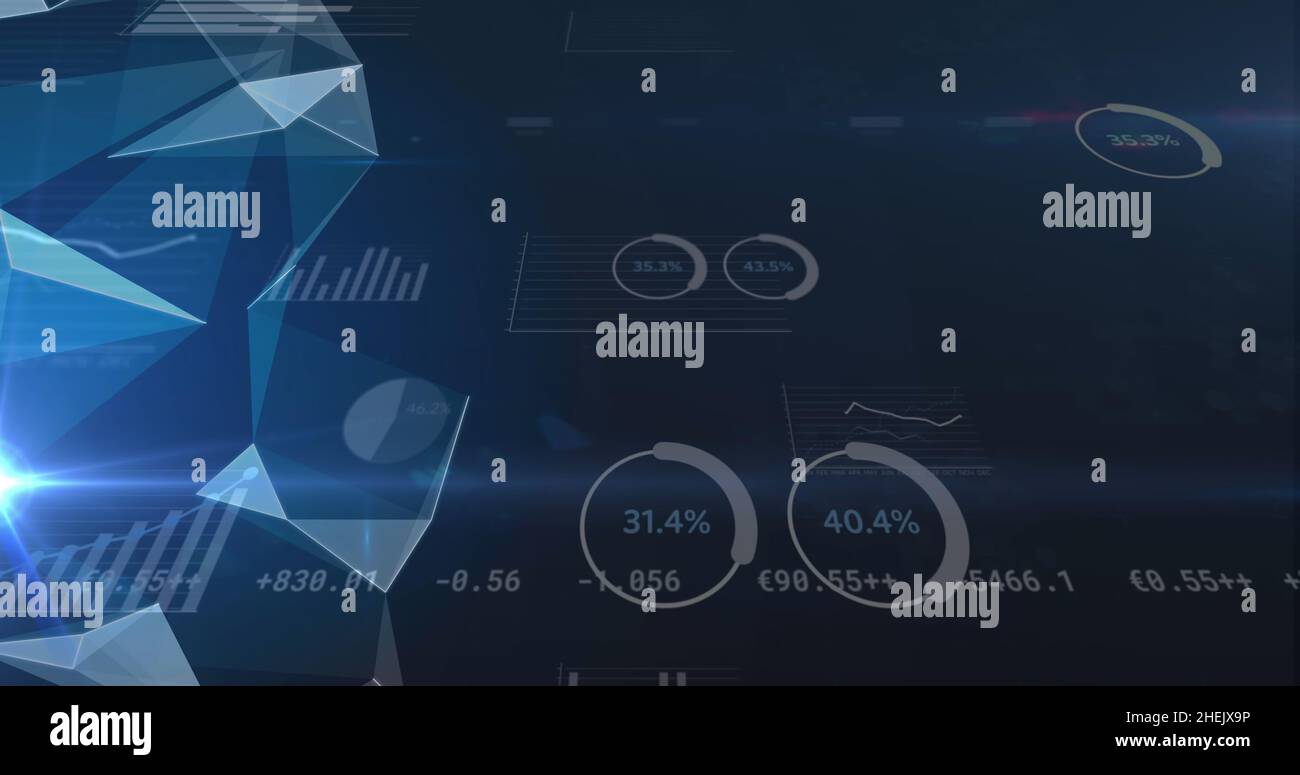 Image of data processing and diagrams on black background Stock Photo ...