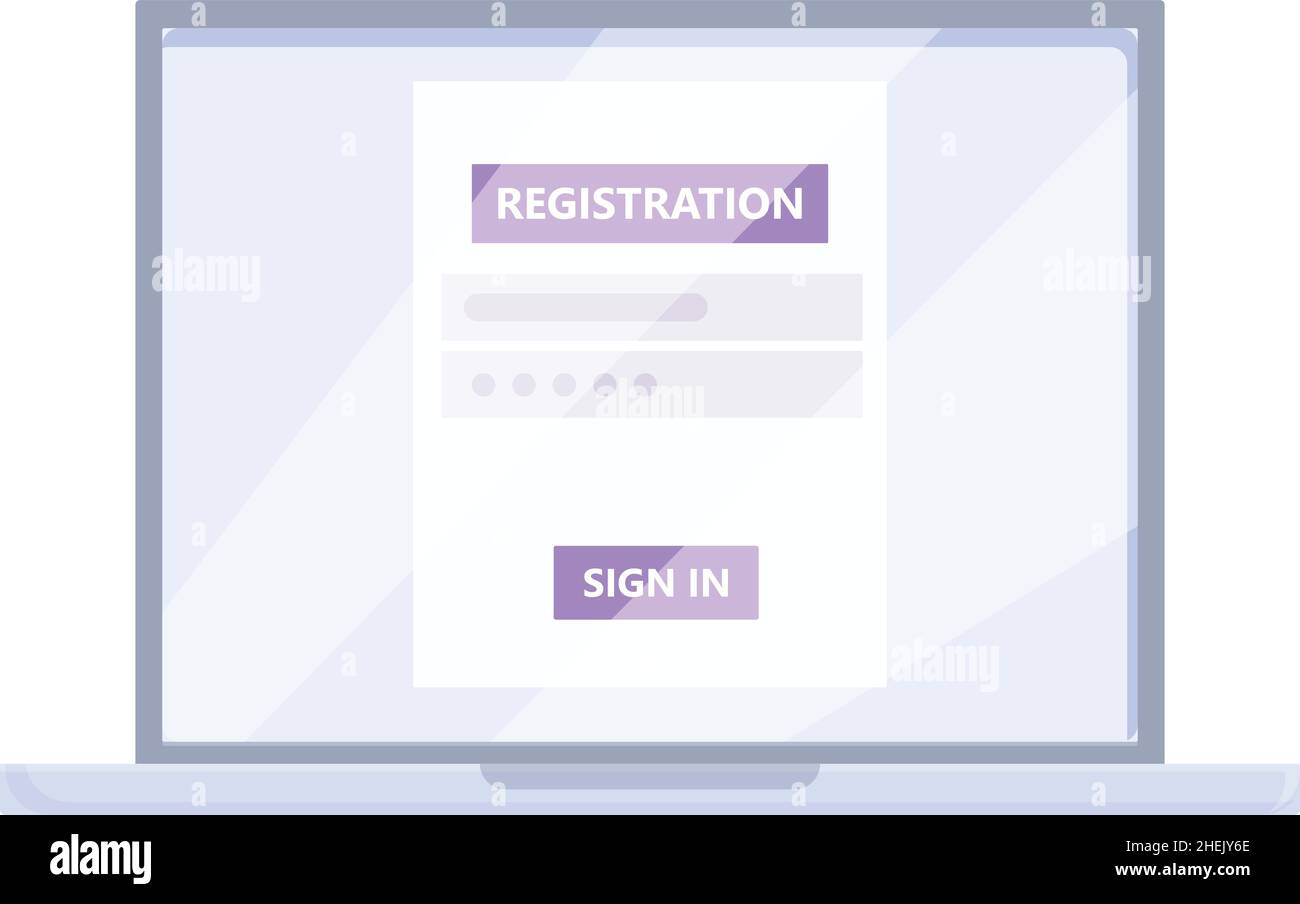 Secure register icon cartoon vector. Online form. Login account Stock ...