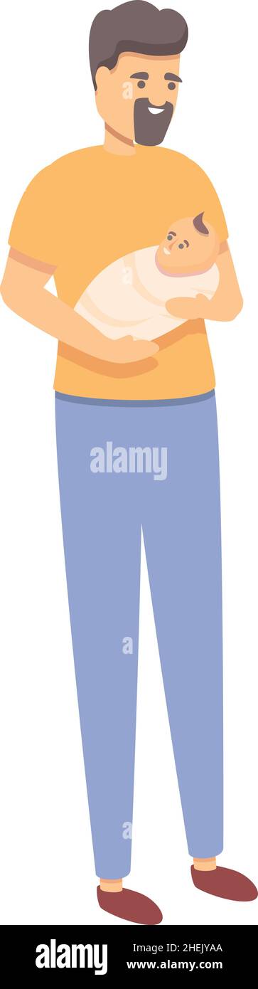 Dad with baby icon cartoon vector. Parent with infant. Born son Stock ...