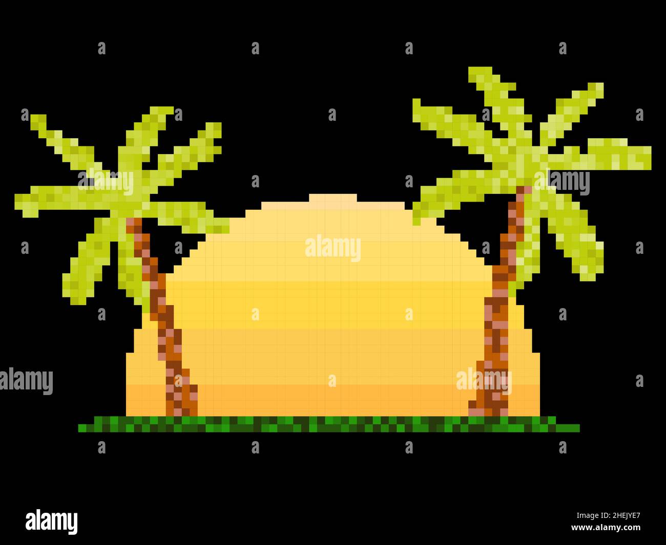 Pixel art palm trees at sunrise in 80s style. 8-bit sun synthwave and ...