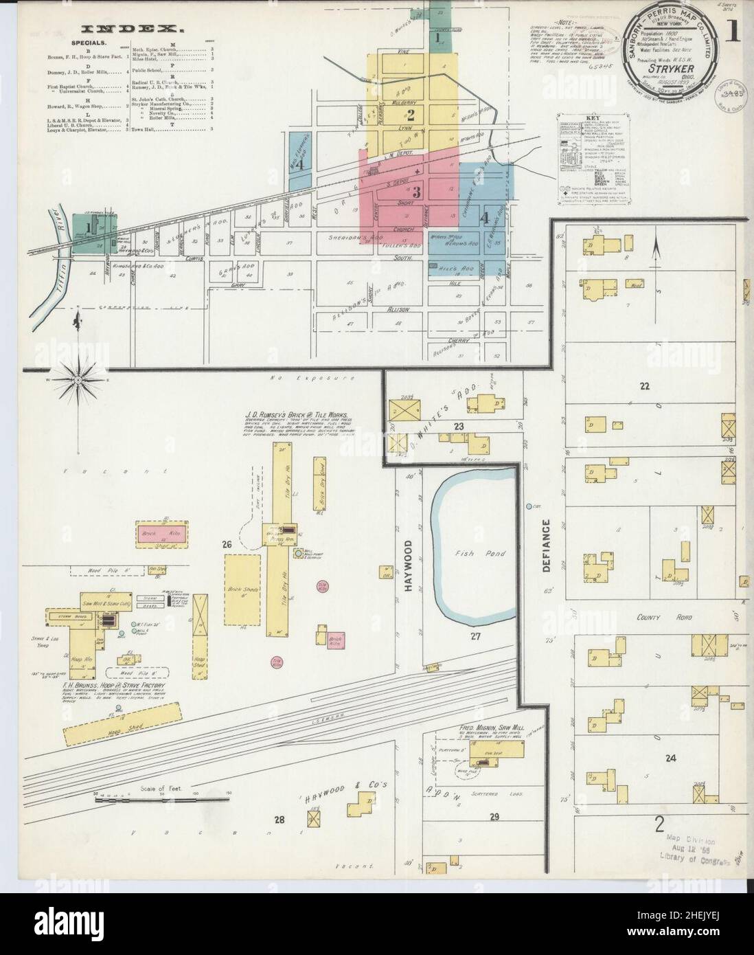 Sanborn Fire Insurance Map from Stryker, Williams County, Ohio Stock ...