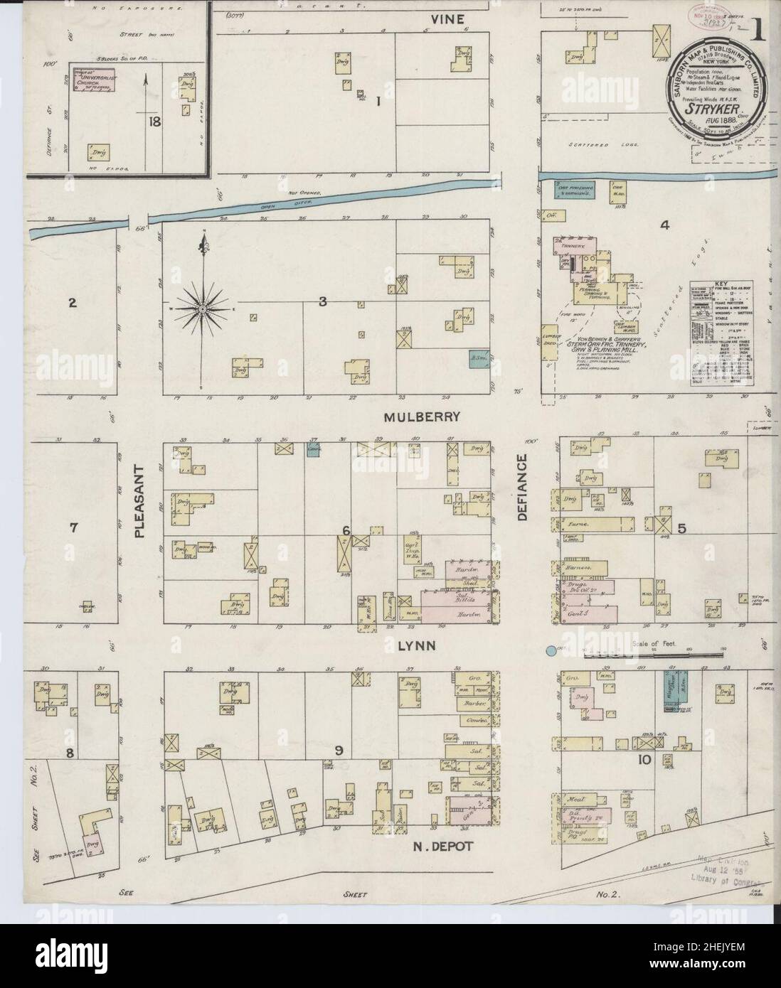Sanborn Fire Insurance Map from Stryker, Williams County, Ohio Stock ...