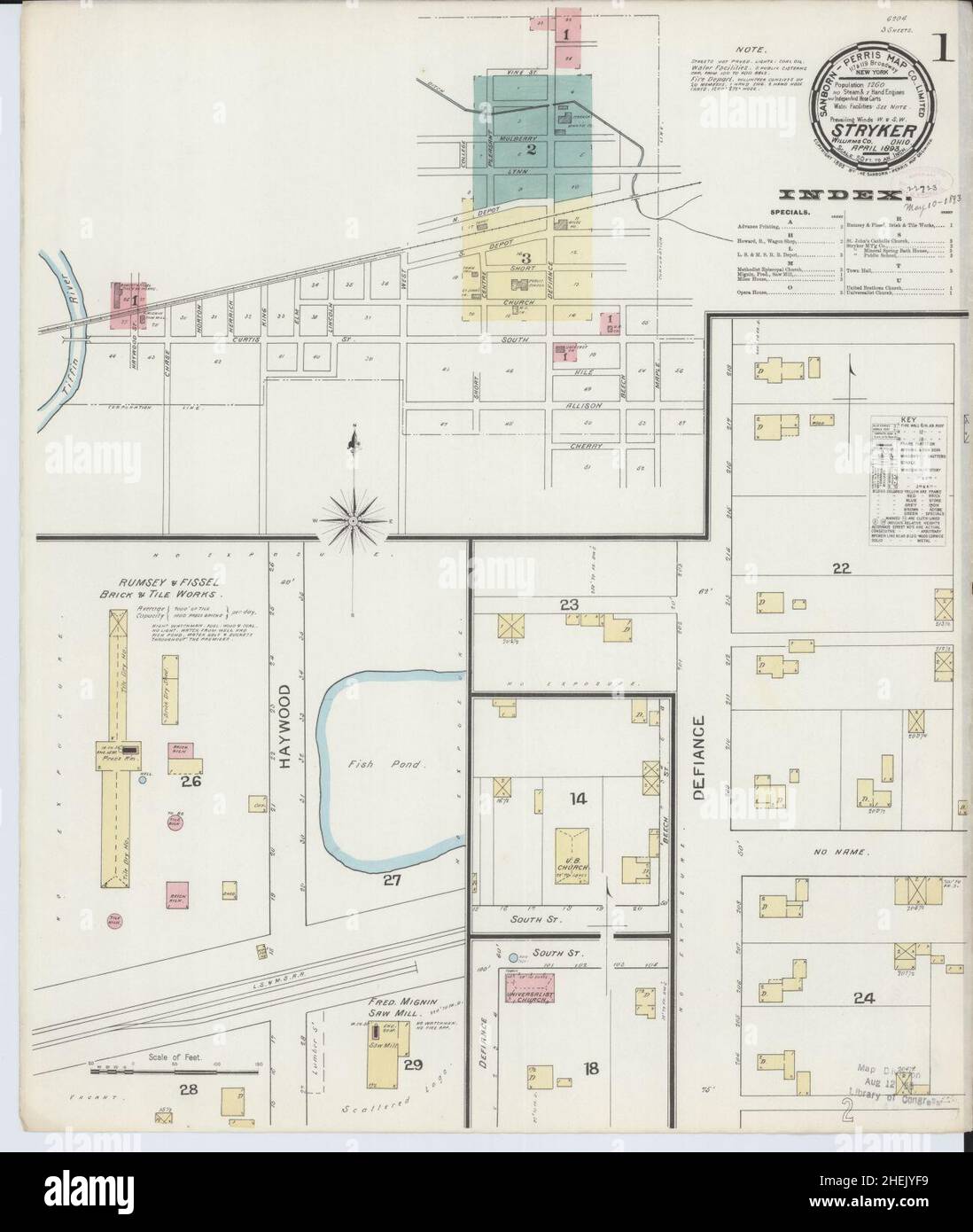 Sanborn Fire Insurance Map from Stryker, Williams County, Ohio Stock ...