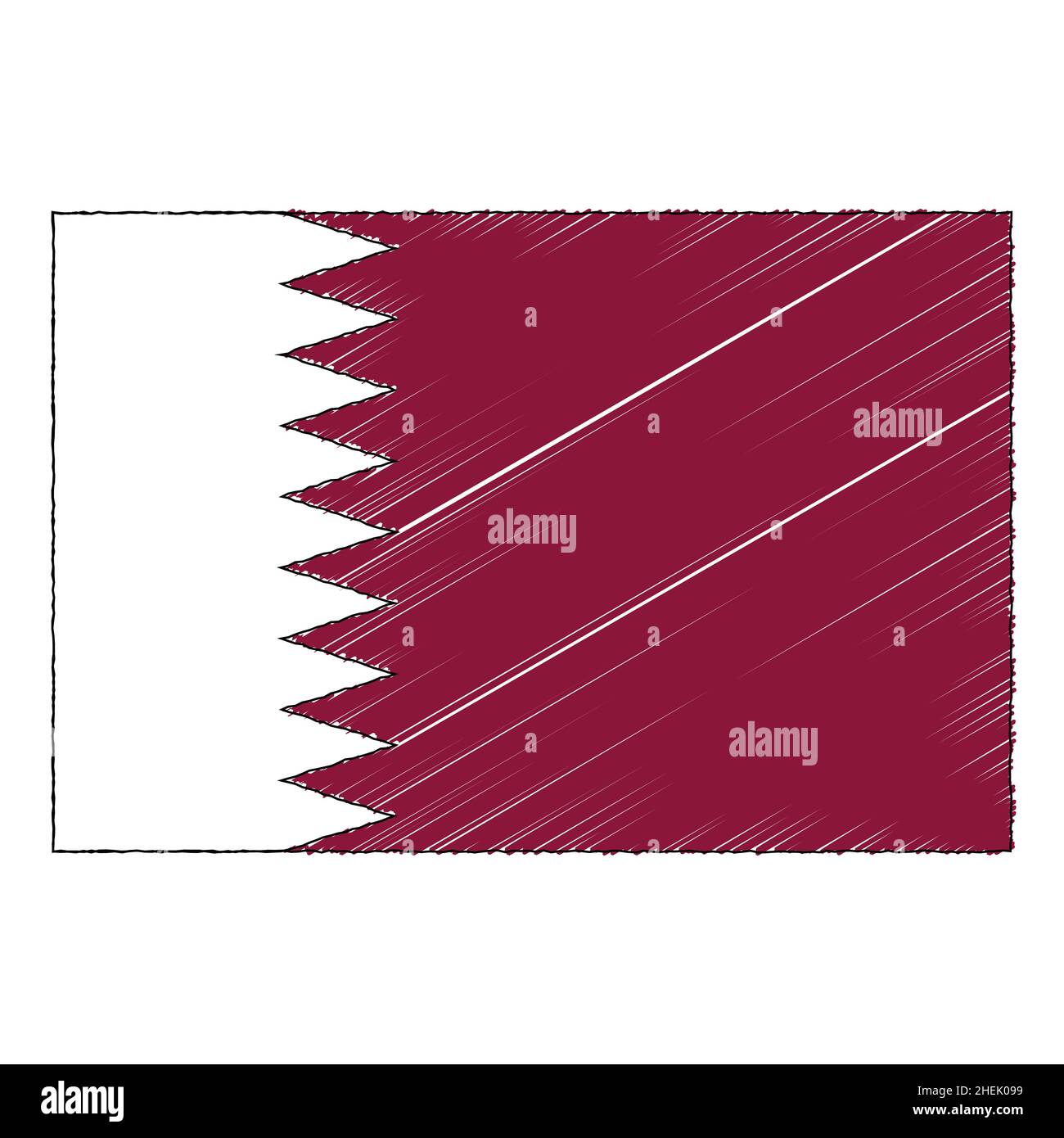 Hand drawn sketch flag of Qatar. Doodle style vector icon Stock Vector ...