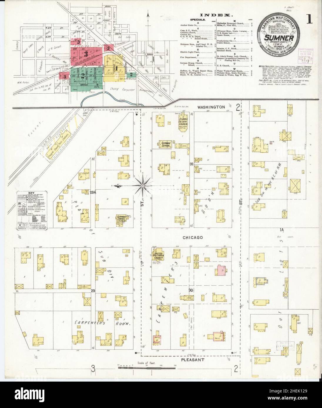 Sanborn Fire Insurance Map from Sumner, Bremer County, Iowa Stock Photo ...